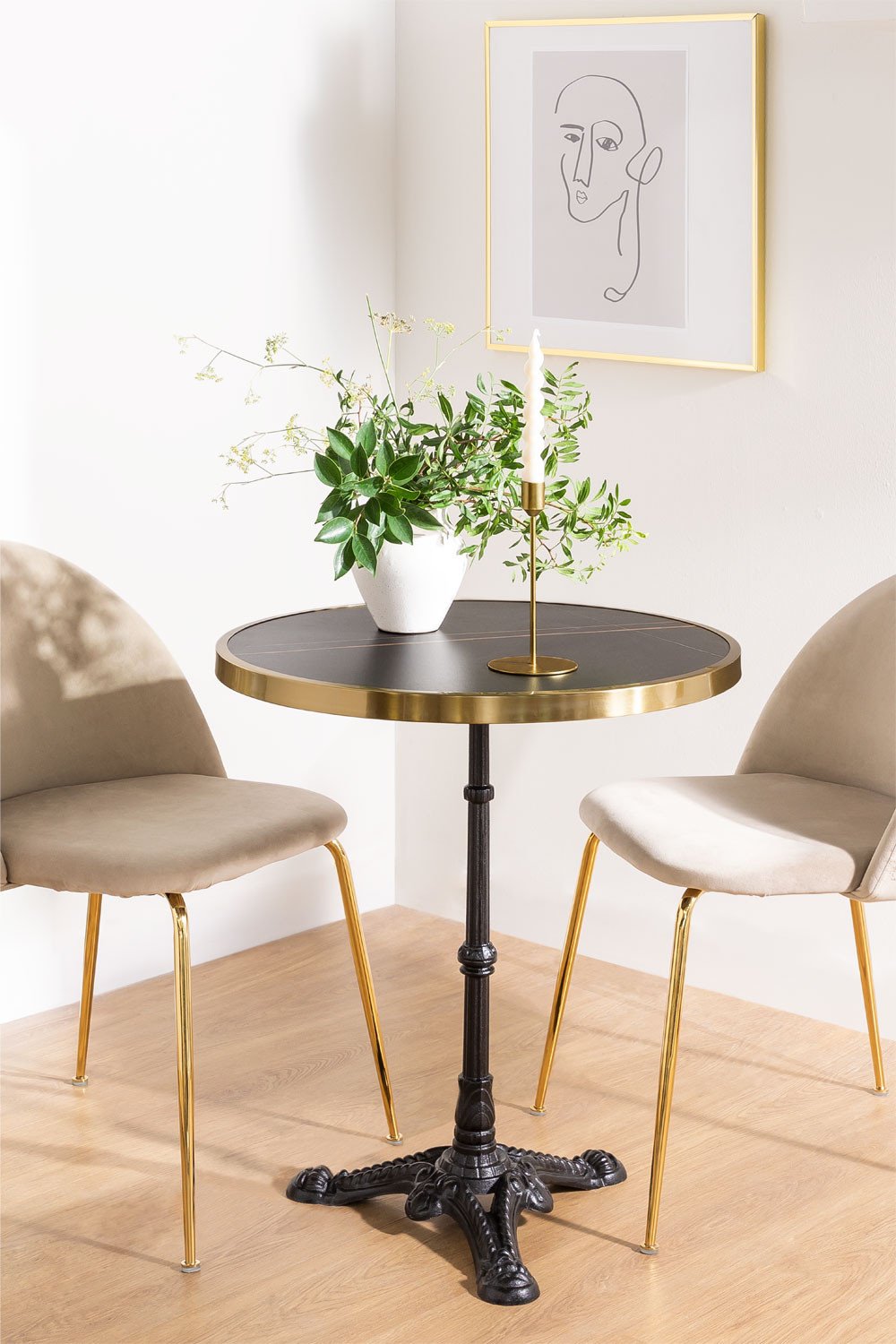 Table de bar ronde Ø60cm en grès Venezia Black - SKLUM