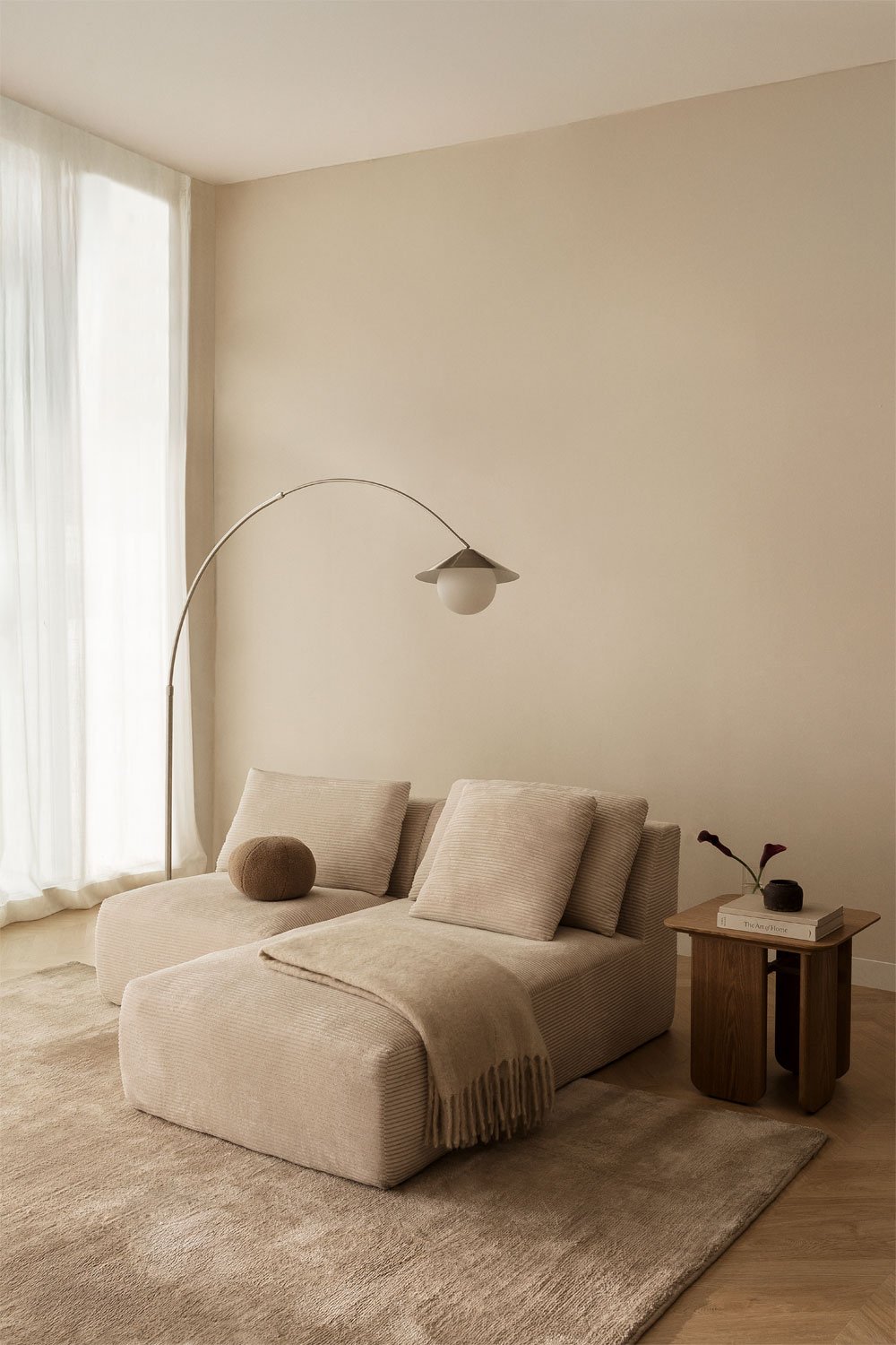 Canapé modulable méridienne droite 2 pièces en velours côtelé emballé ...