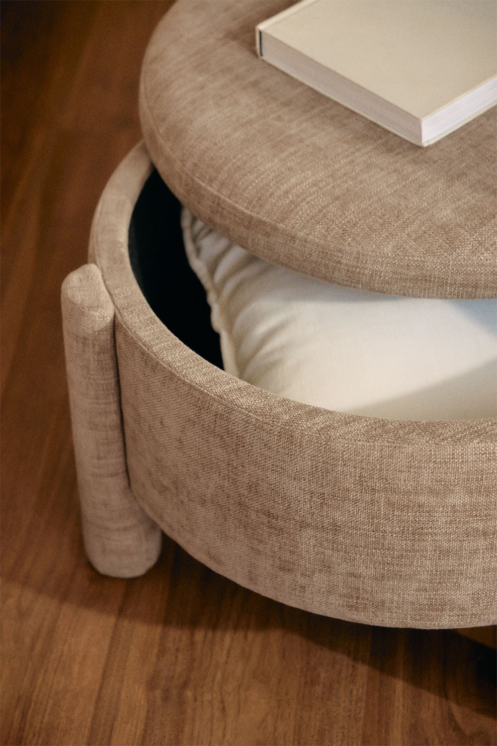Pouf de rangement rond rembourré Cleo Ø70 cm - SKLUM