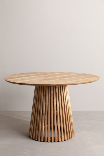 Round MDF & Beech Wood Dining Table Scand Nordic - SKLUM