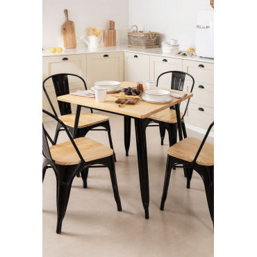 Square kitchen table 80x80 cm in wood and steel LIX - SKLUM