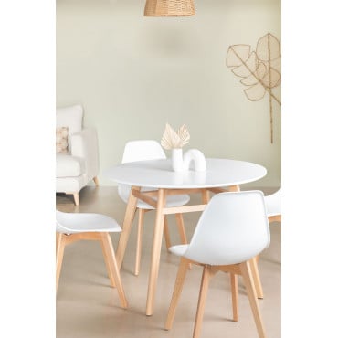 Round MDF & Beech Wood Dining Table Scand Nordic - SKLUM