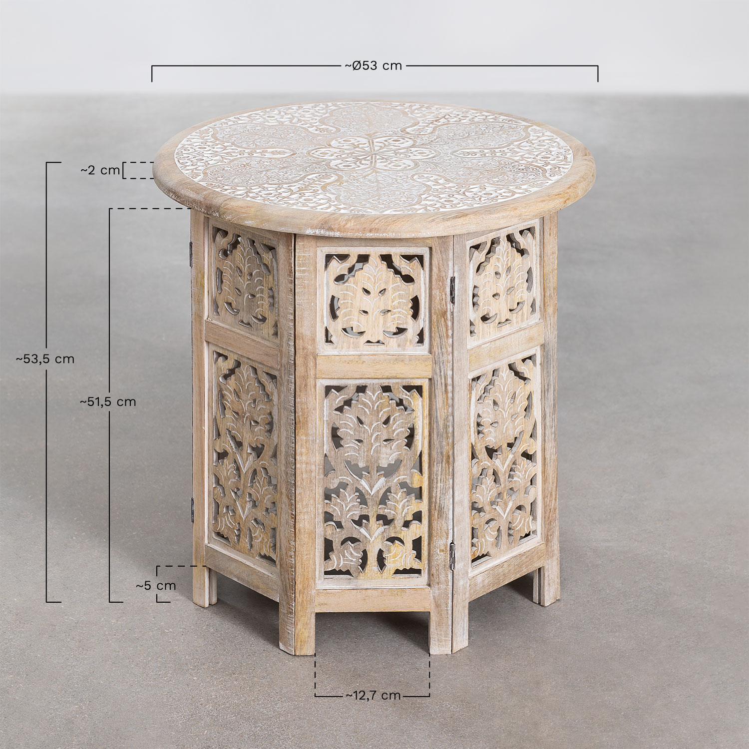 Round Folding Side Table in Mango Wood (Ø53 cm) Kasira - SKLUM