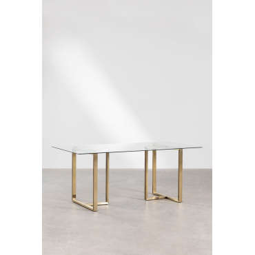 Glass & Steel Rectangular Dining Table (180x90 cm) Lesley - SKLUM