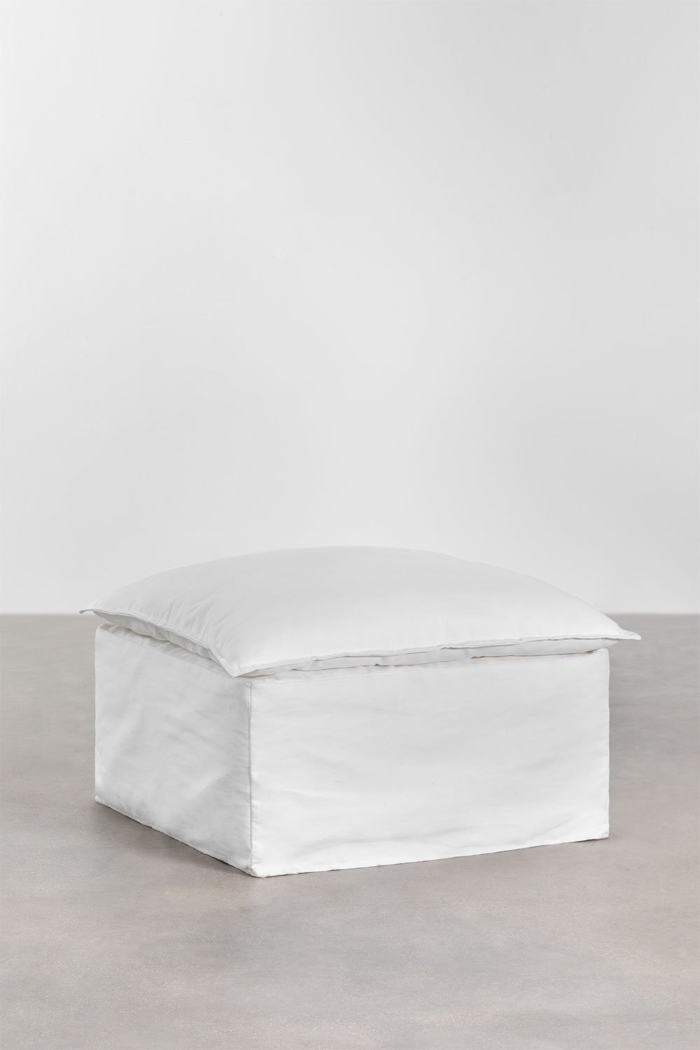 Round Puff with Tray and Storage in Linen Berkeleni - SKLUM