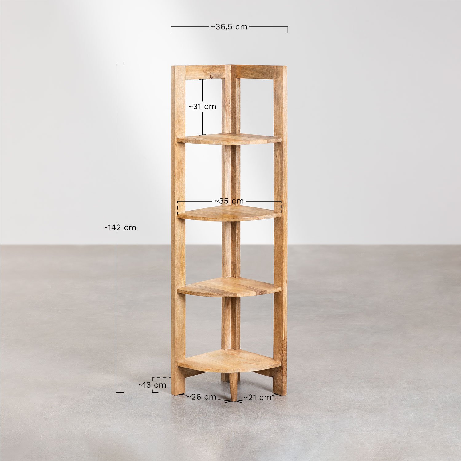 Corner shelf store