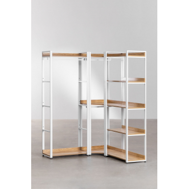 3 Piece Modular Open Corner Wardrobe with Coat Rack in Steel and Wood ...