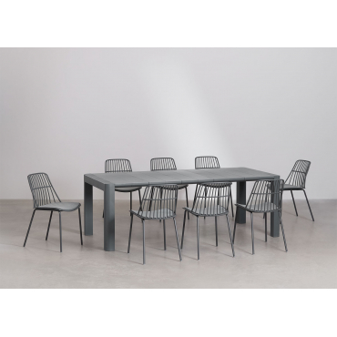 Arnadine Rectangular Table Set (220x100 cm) and 8 Maeba Dining Chairs - SKLUM