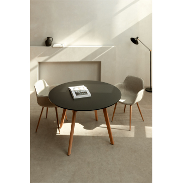 Round MDF & Beech Wood Dining Table Scand Nordic - SKLUM