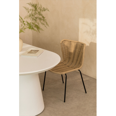 Stackable dining chair in iron and braided rope Keiller - SKLUM