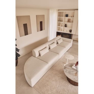 3-piece modular corner sofa with triangular pouf in Borjan sheepskin ...