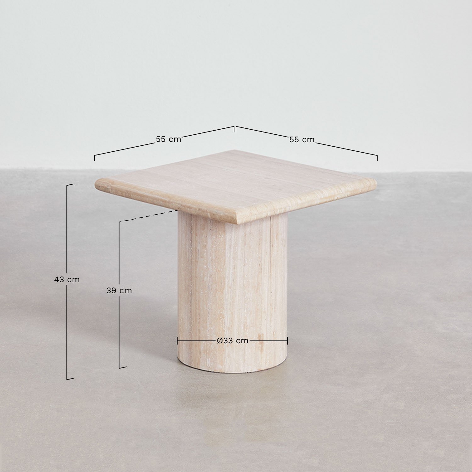 Square bedside table in Lausanne travertine - SKLUM