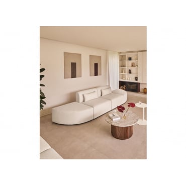 2-piece modular sofa with 2 triangular poufs in Borjan sherpa - SKLUM