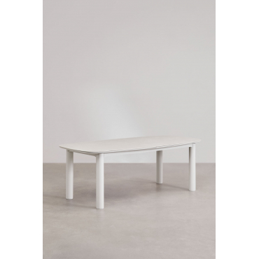 Extendable rectangular dining table 220-280x100 cm in ceramic and aluminium Zinti - SKLUM