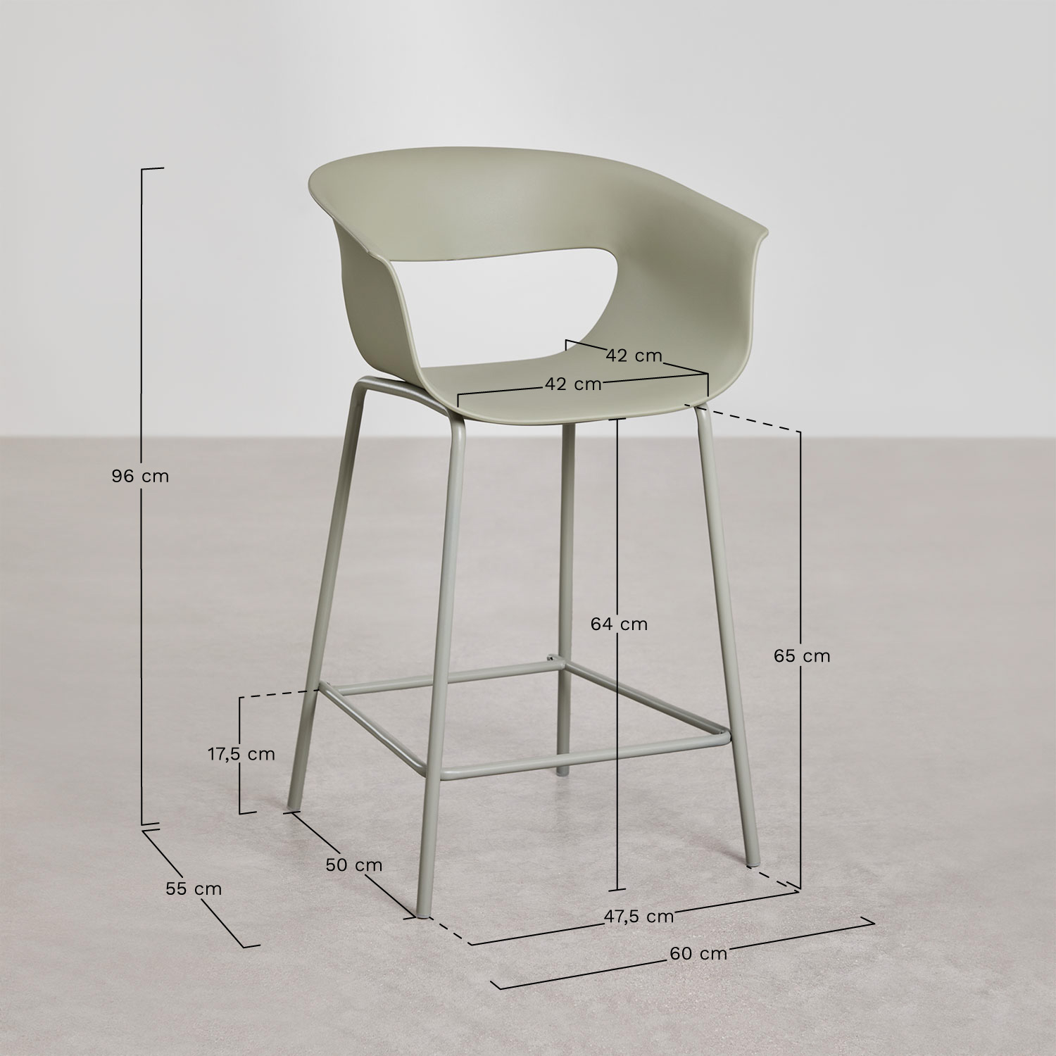Alanys high stool in polypropylene and iron - SKLUM