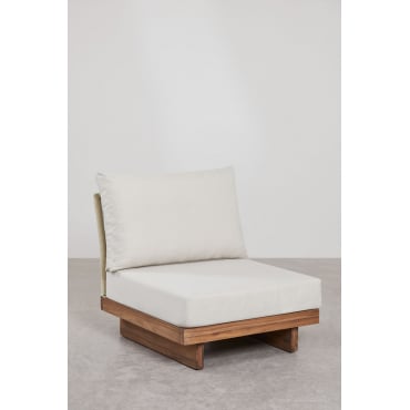 Central module for modular garden sofa in acacia wood and braided rope ...