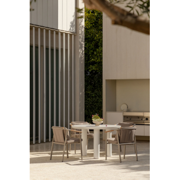 Arken round table set, Ø120 cm, in ceramic and aluminum, and 4 Yervin ...