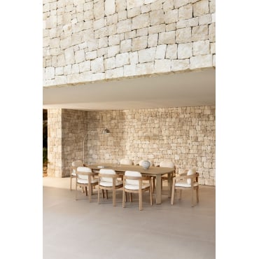 Oval table set 240x100 cm in acacia wood and 8 garden chairs in acacia ...