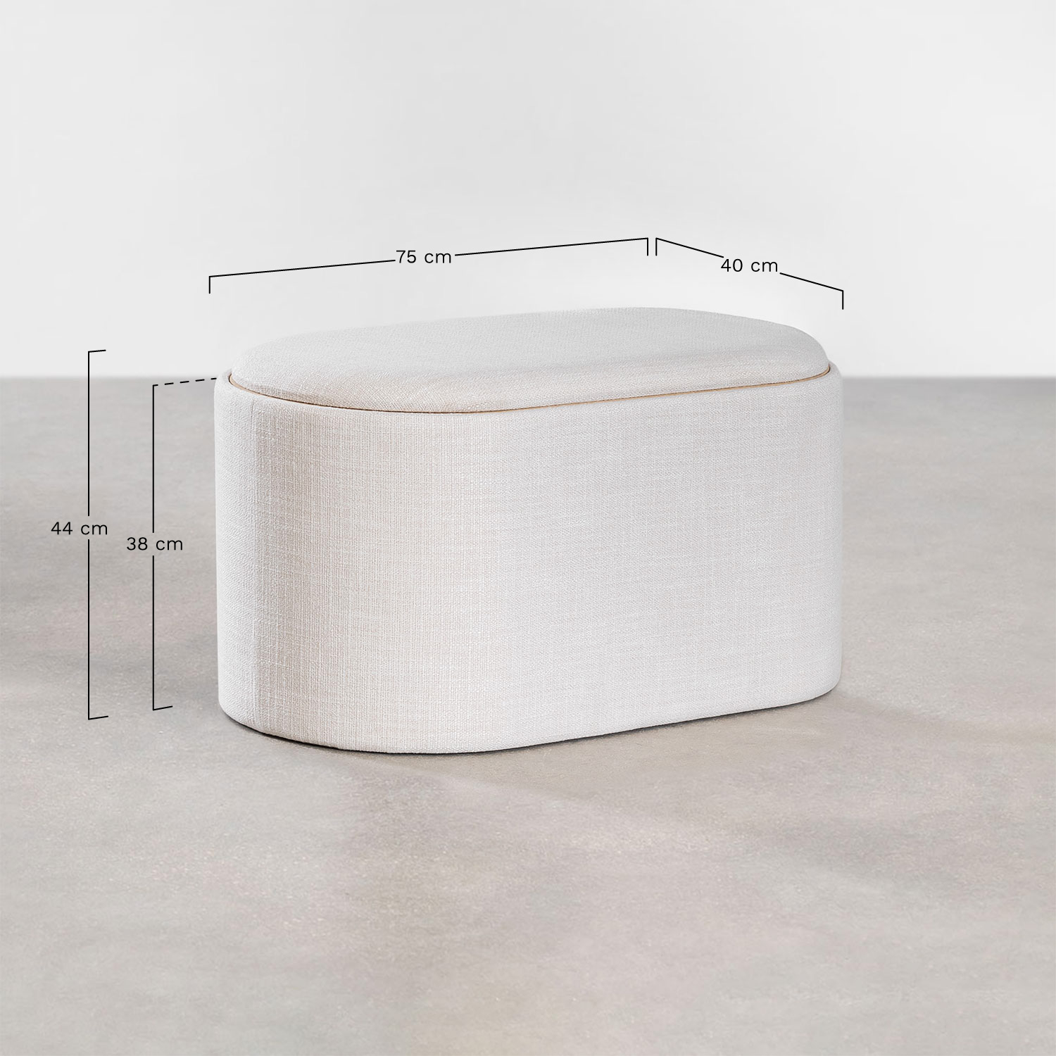 Berkeleni upholstered oval pouf with tray and storage - SKLUM