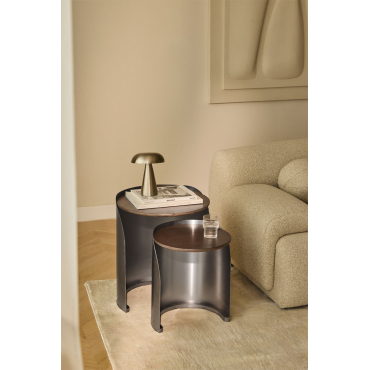 Xireisa round nesting side tables in mango wood and stainless steel - SKLUM