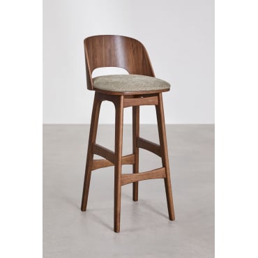 Juna high stool in wood and upholstery - SKLUM