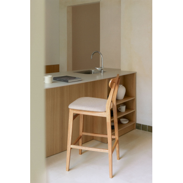 Cloda high stool in fabric and wood - SKLUM