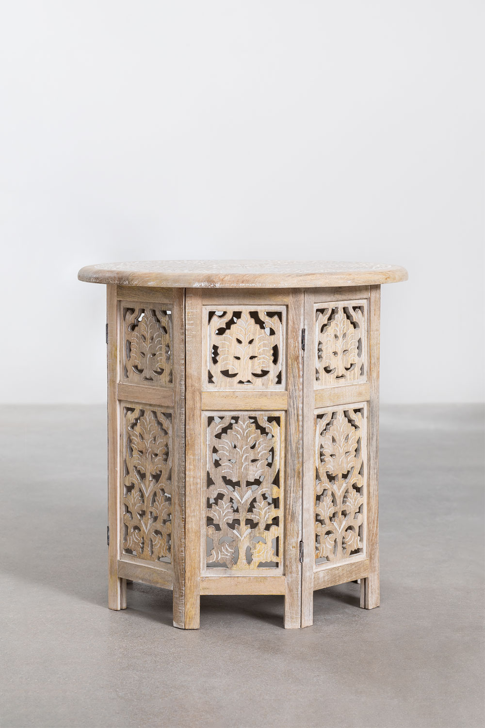 Round Folding Side Table in Mango Wood (Ø53 cm) Kasira - SKLUM