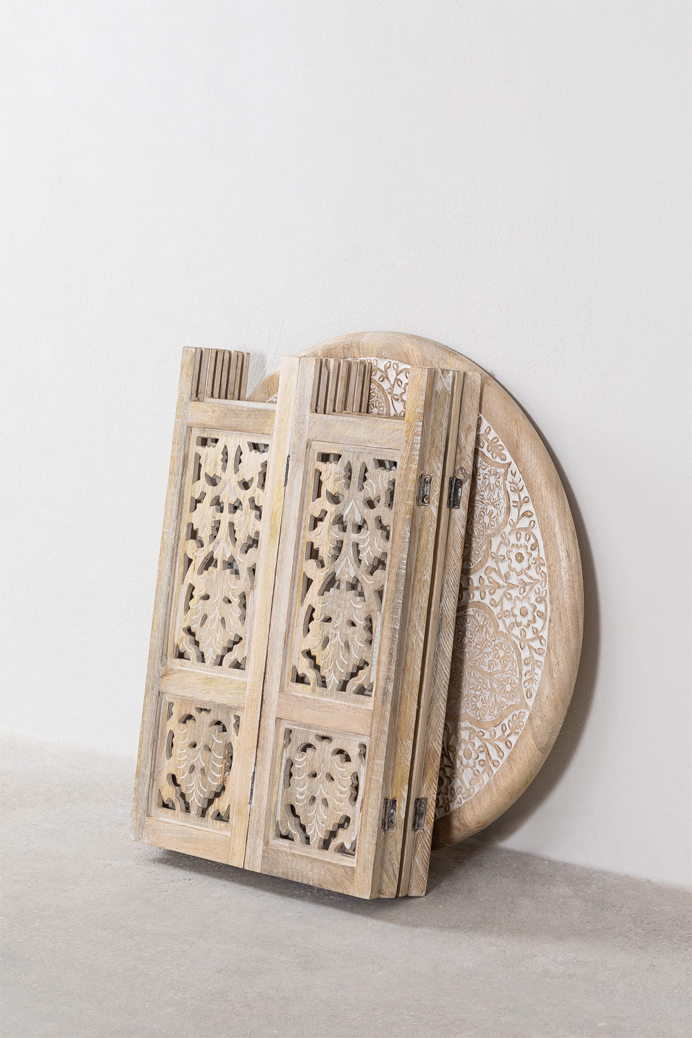 Round Folding Side Table in Mango Wood (Ø53 cm) Kasira - SKLUM