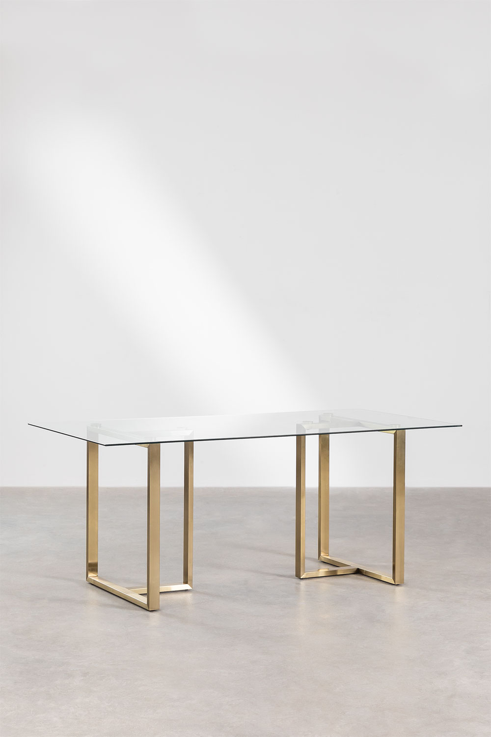Lesley rectangular dining table 180x90 cm in glass and steel - SKLUM