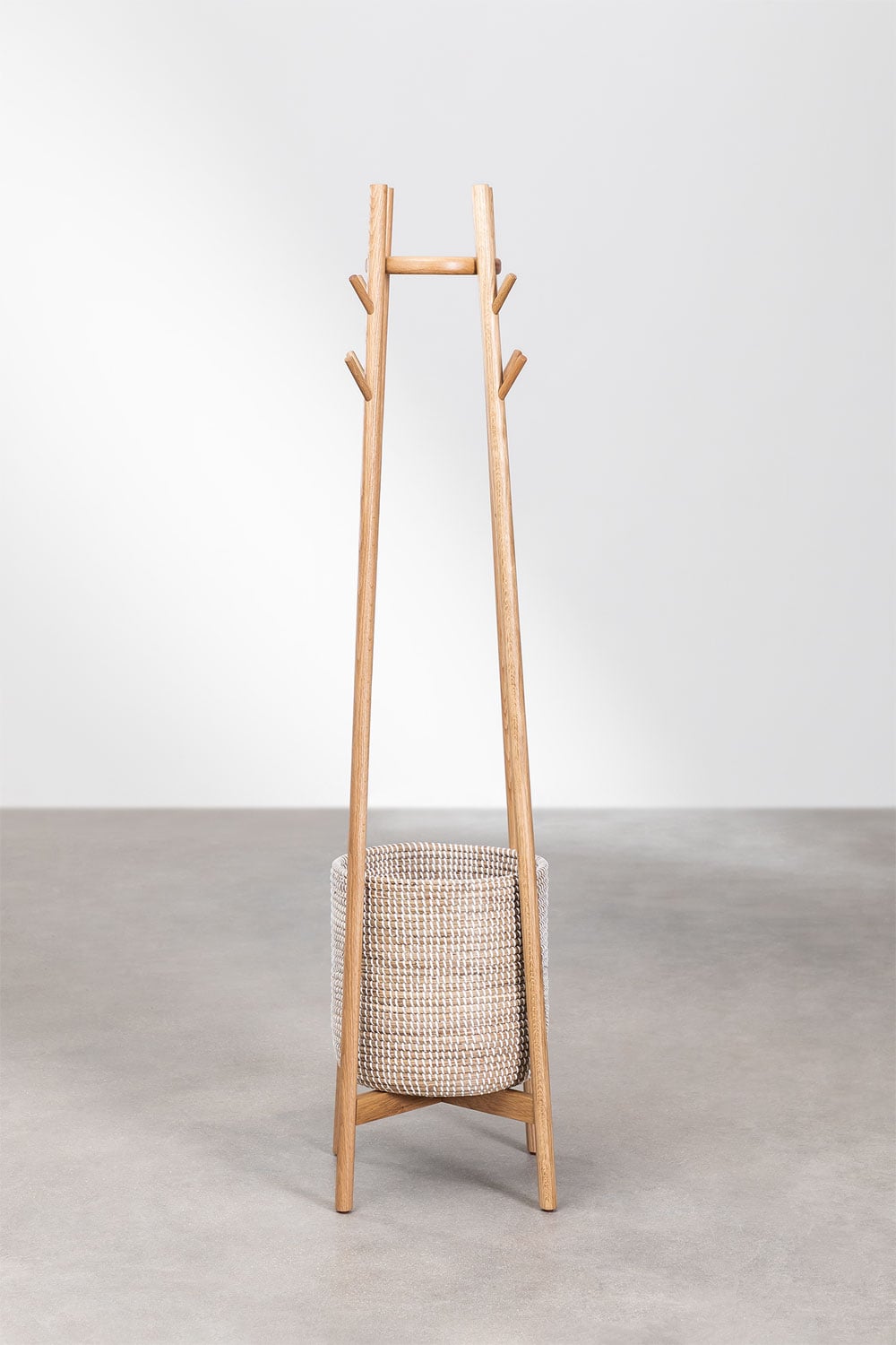 Maddie oak wood standing coat rack - SKLUM