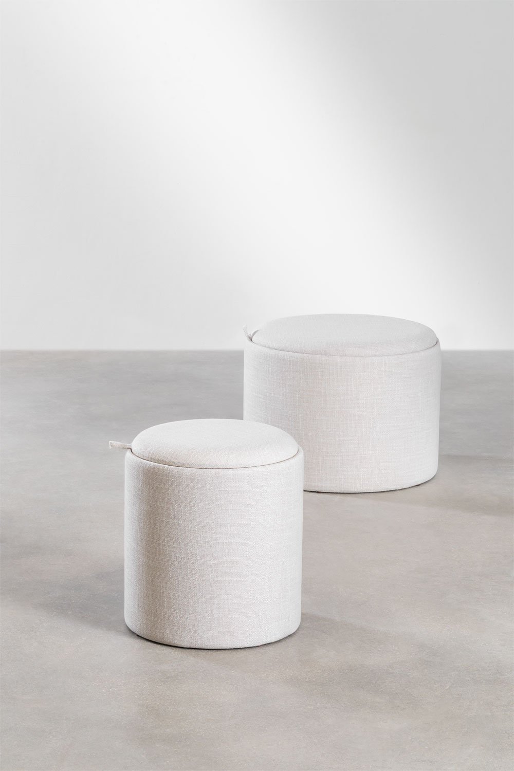 Berkeleni round upholstered pouf with tray and storage - SKLUM