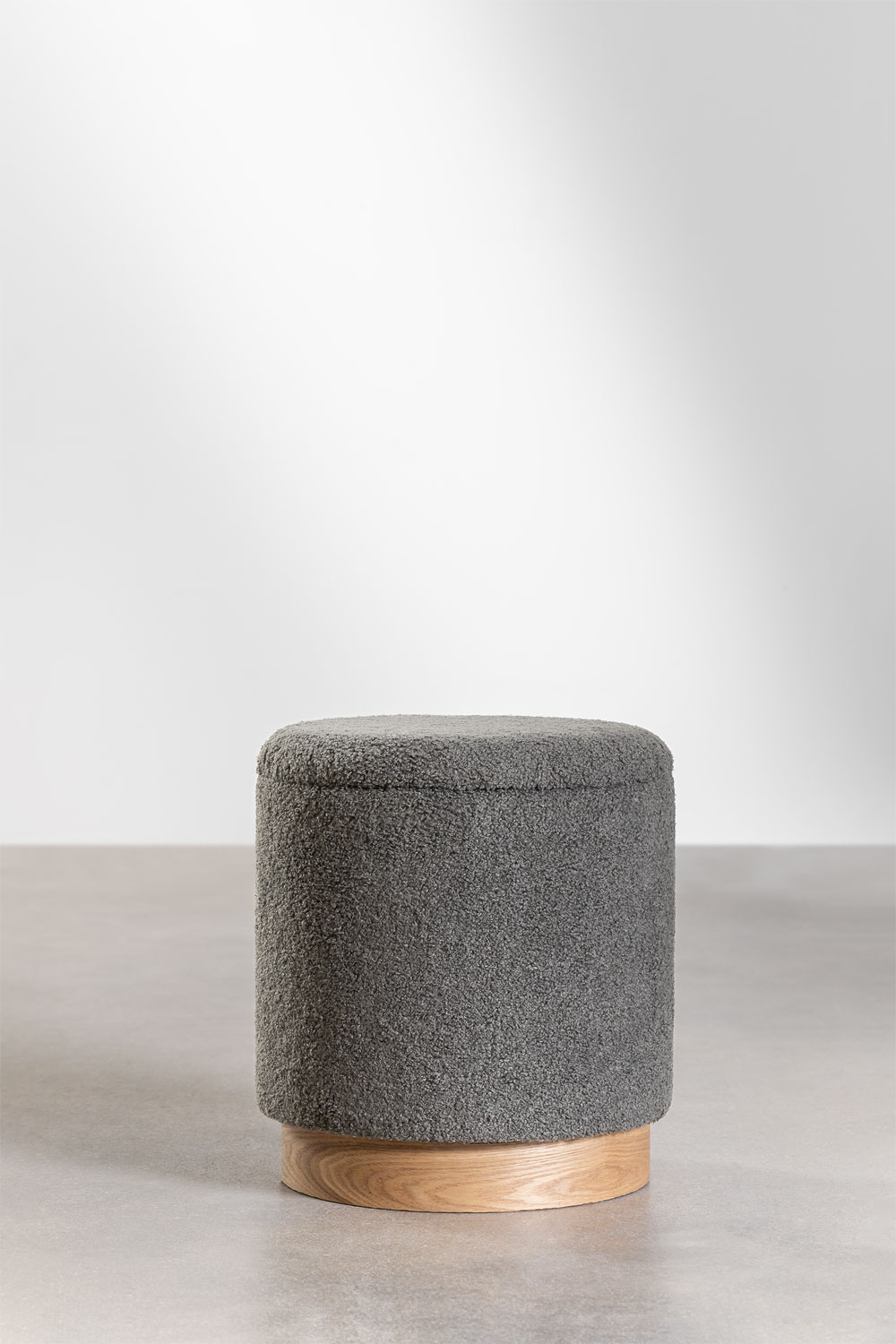 Mineyster shearling round storage pouffe - SKLUM