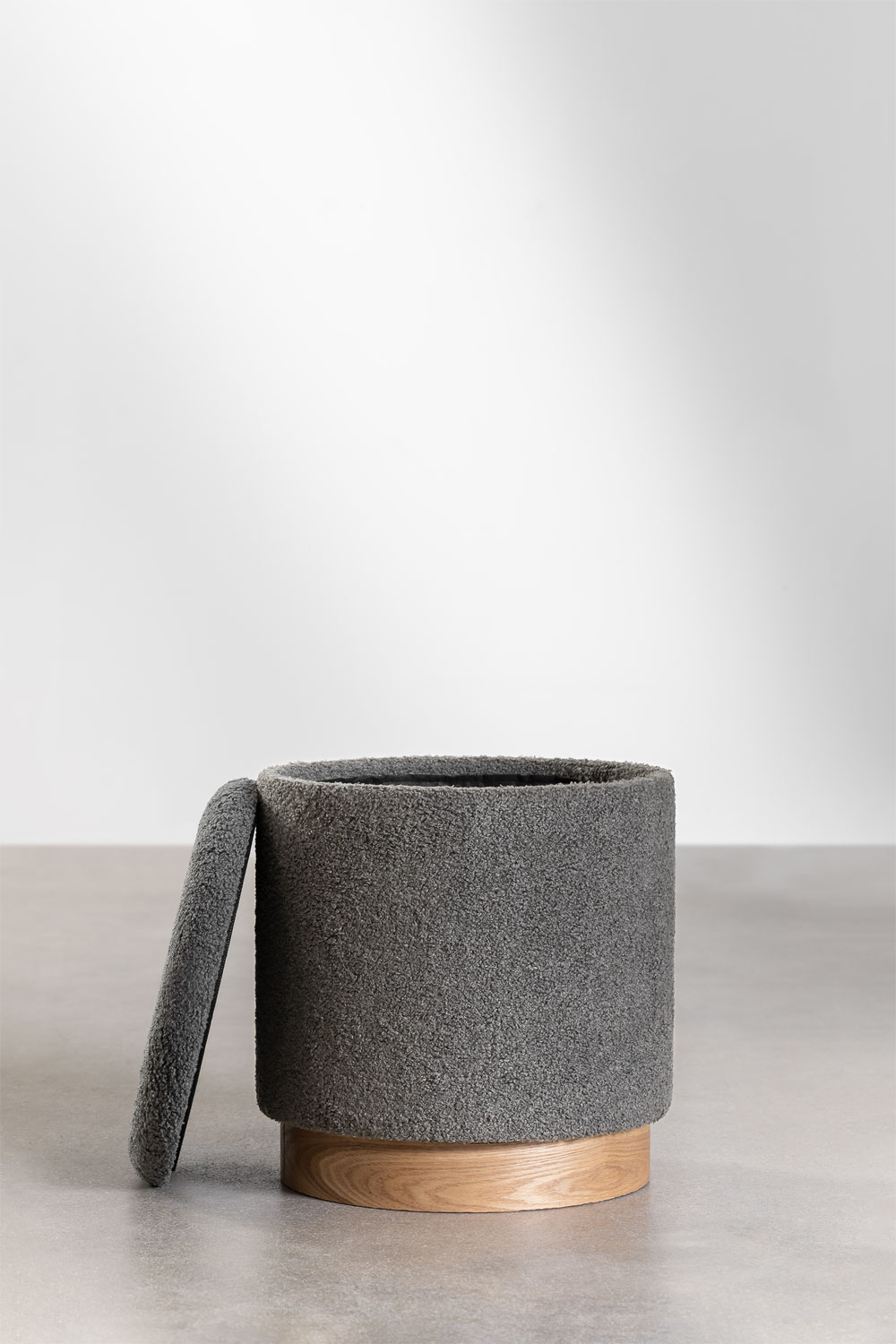 Mineyster shearling round storage pouffe - SKLUM