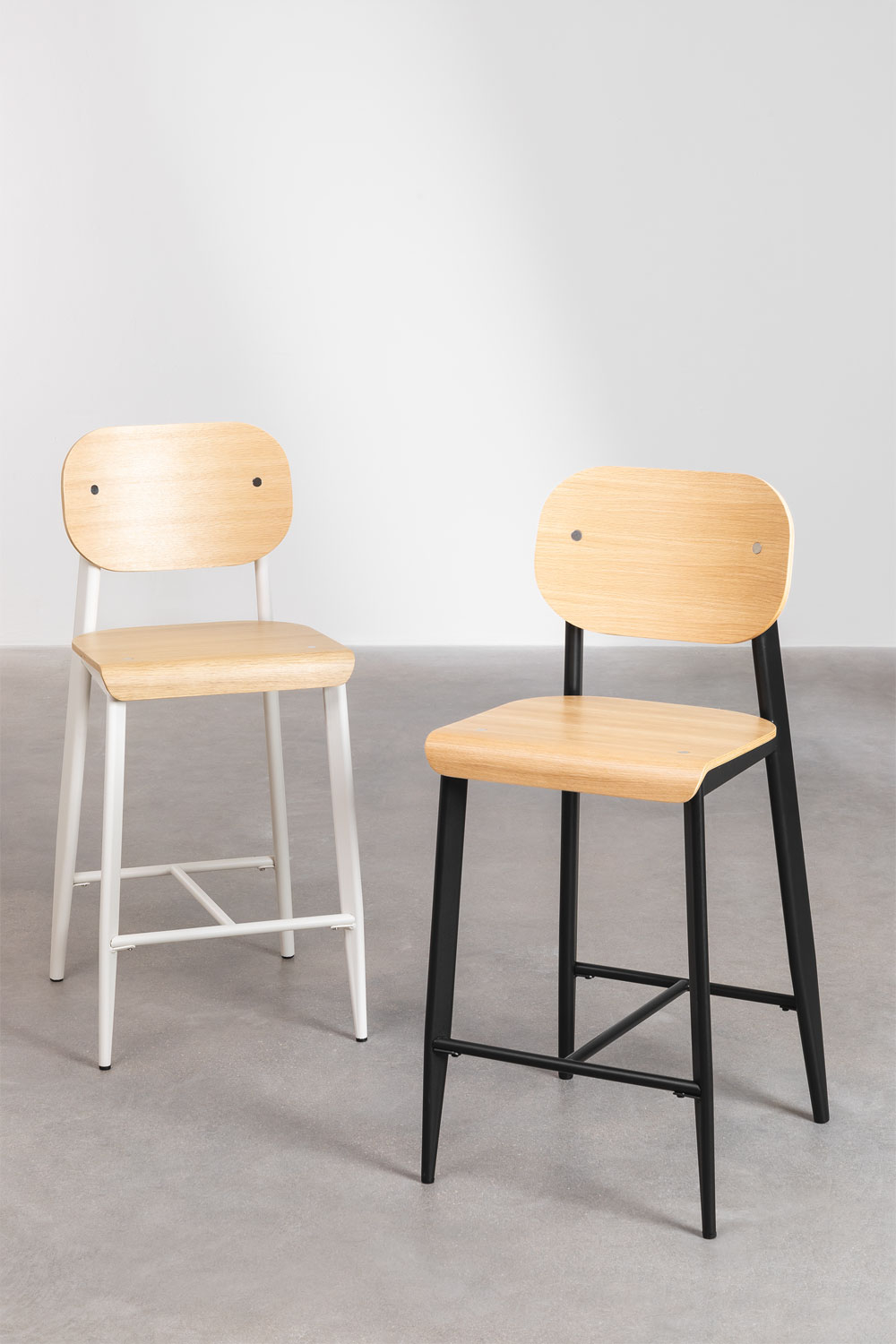 High stool 65 cm in oak veneer And - SKLUM