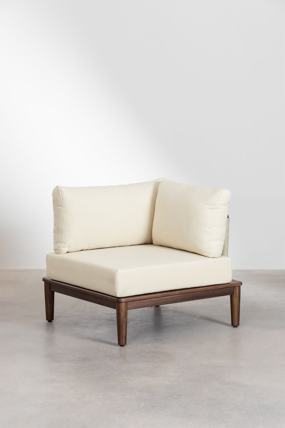 5-Piece Modular Corner Garden Sofa with Coffee Table and Puff in Acacia ...