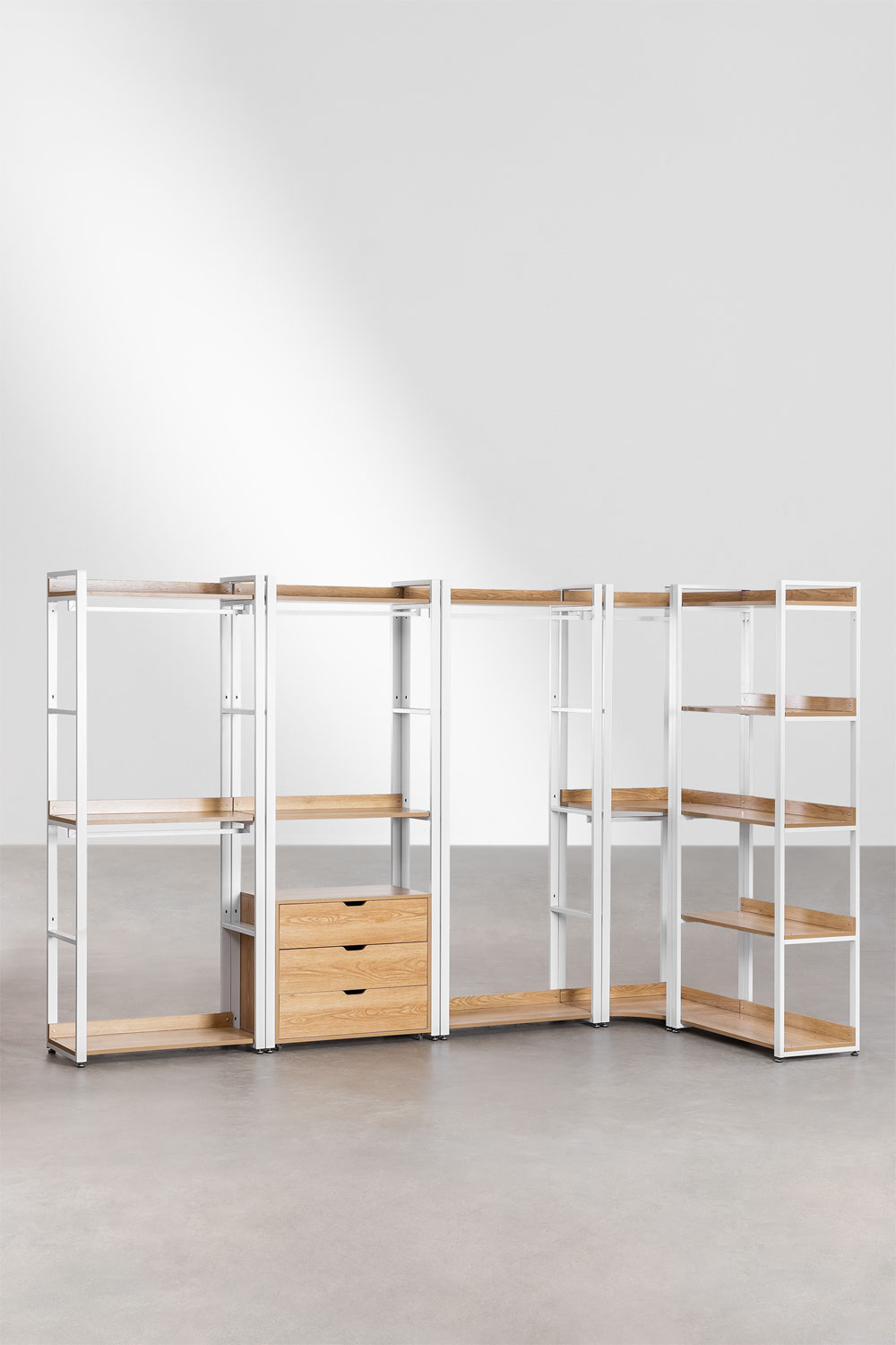 5-piece open corner modular wardrobe in steel and MDF Ariaster - SKLUM