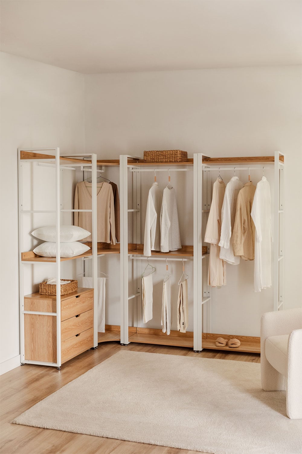 4-piece open corner modular wardrobe in steel and MDF Ariaster - SKLUM