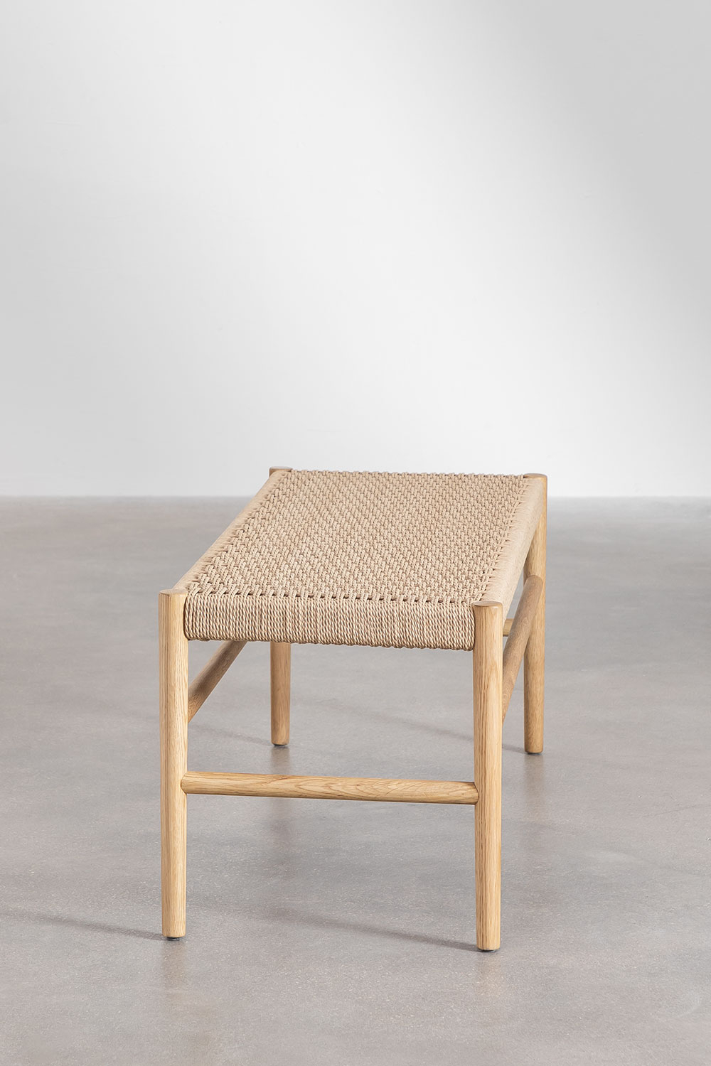 Mara 120 cm bench in oak wood and braided rope - SKLUM