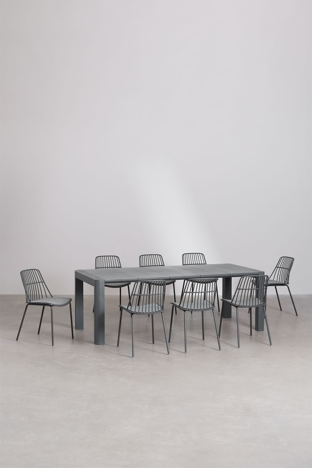 Arnadine Rectangular Table Set (220x100 cm) and 8 Maeba Dining Chairs - SKLUM