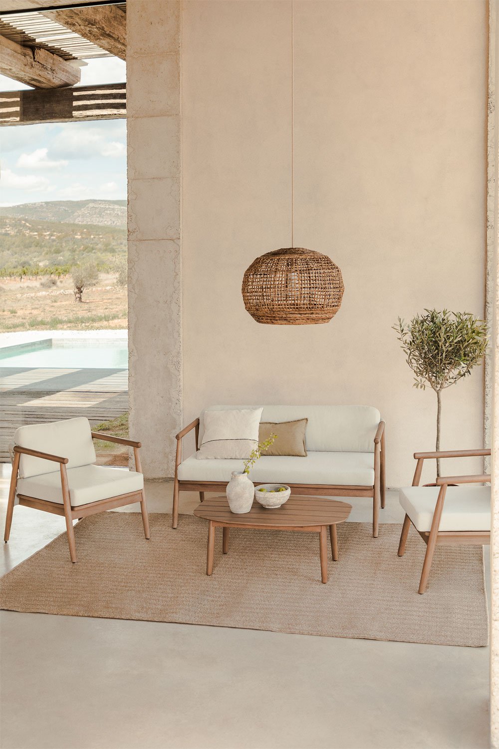 Aderyn Eucalyptus Wood Living Room Set - SKLUM