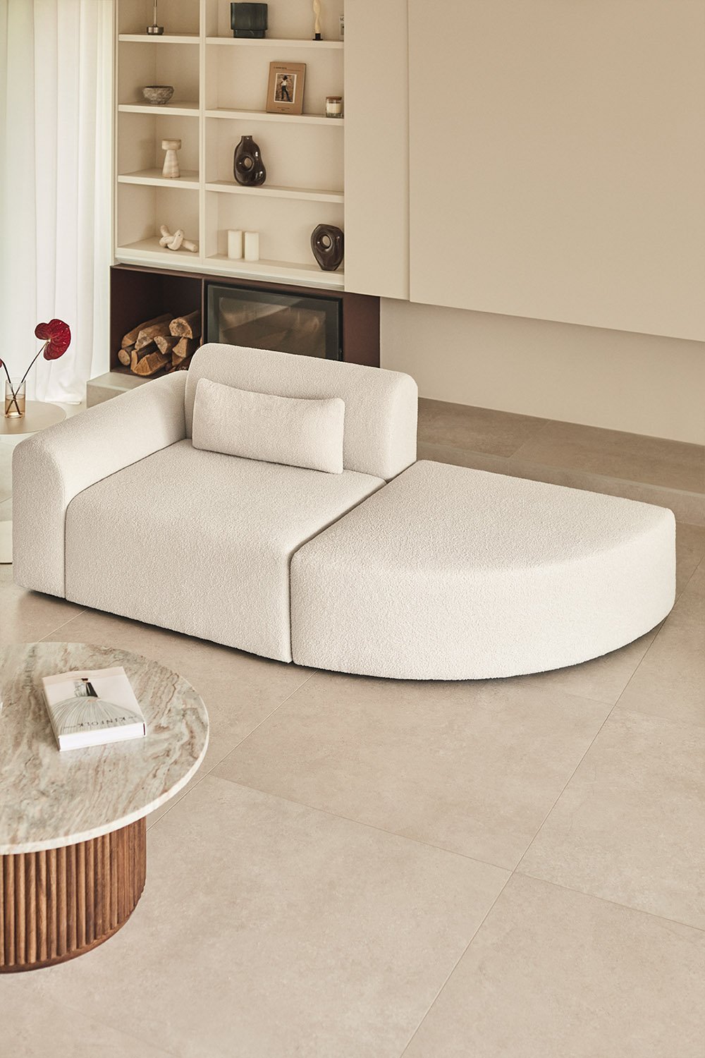 1-piece left-hand corner modular sofa with triangular pouf in Borjan ...