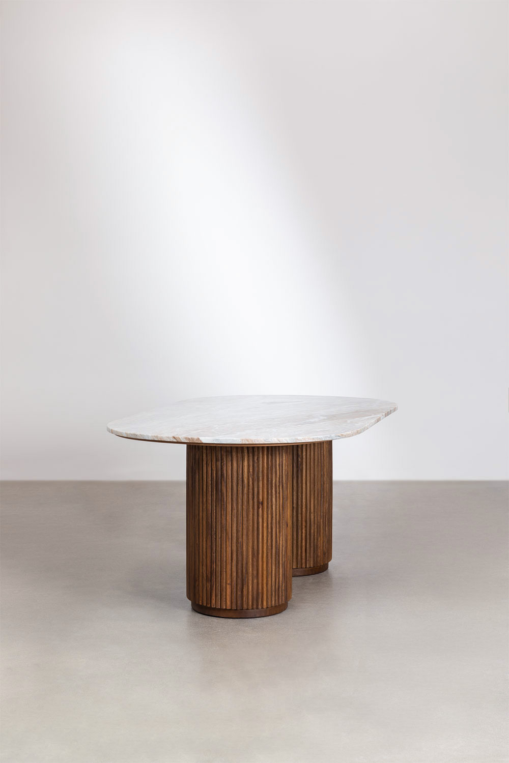 Oval dining table 200x100 cm in natural stone and mango wood Giselda ...