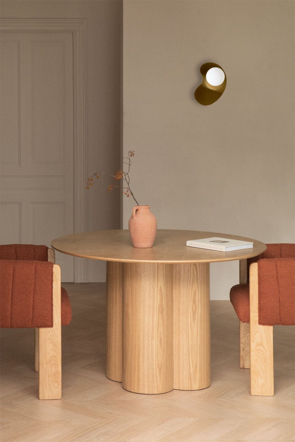 Round dining table Ø120 cm in veneer and MDF Athena - SKLUM
