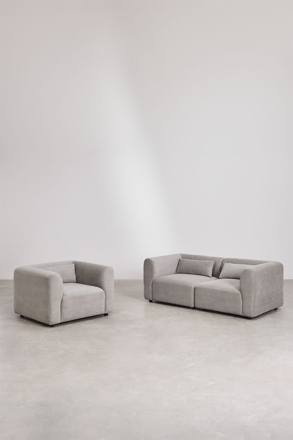 Living room set with 2-piece modular sofa and Fogler armchair - SKLUM
