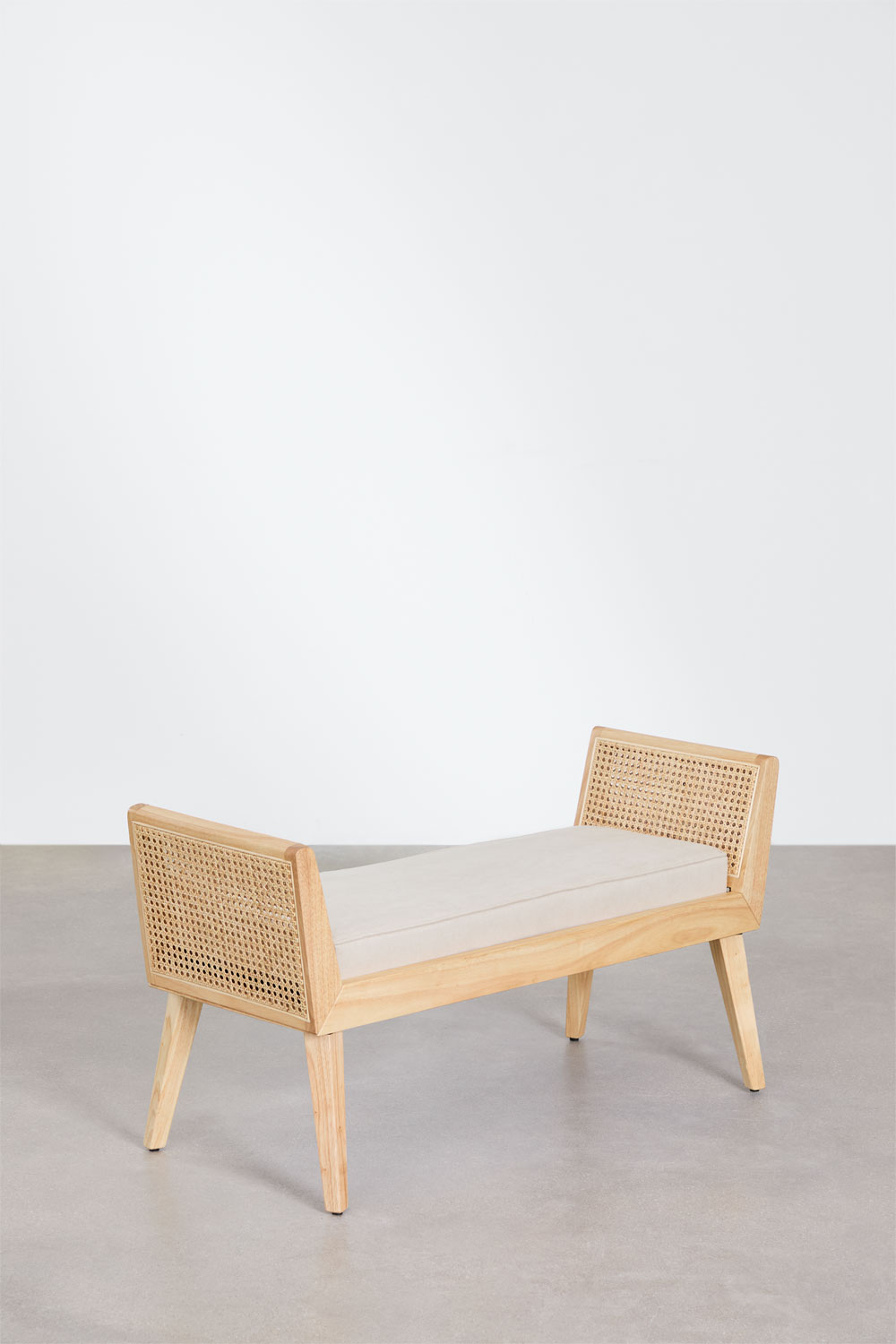 110 cm bench in rubberwood and rattan Icon - SKLUM