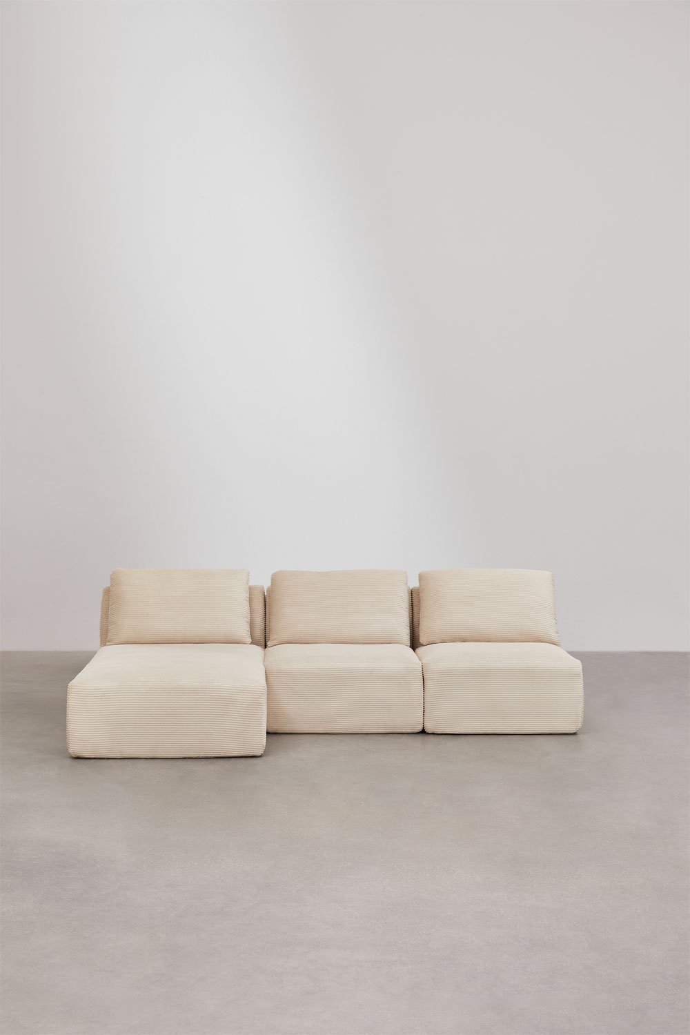 Left 3-piece modular chaise longue sofa in vacuum-packed velvet Temple ...