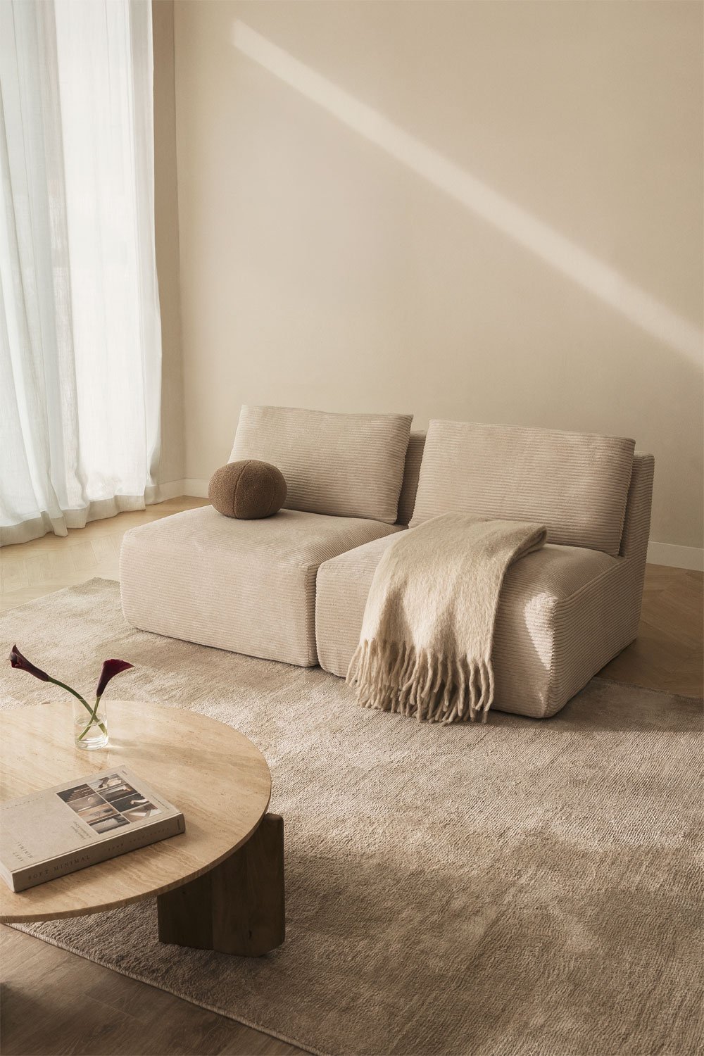 Vacuum-packed 2-piece modular sofa in velvet Temple - SKLUM