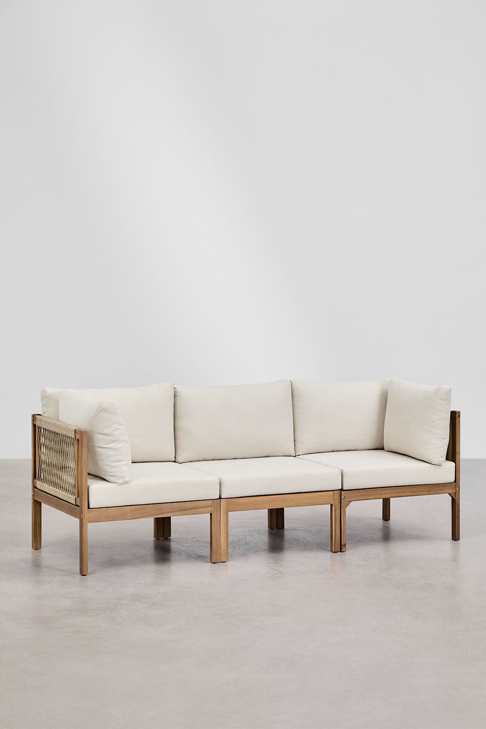 3-piece modular sofa with acacia wood armrests Branson - SKLUM