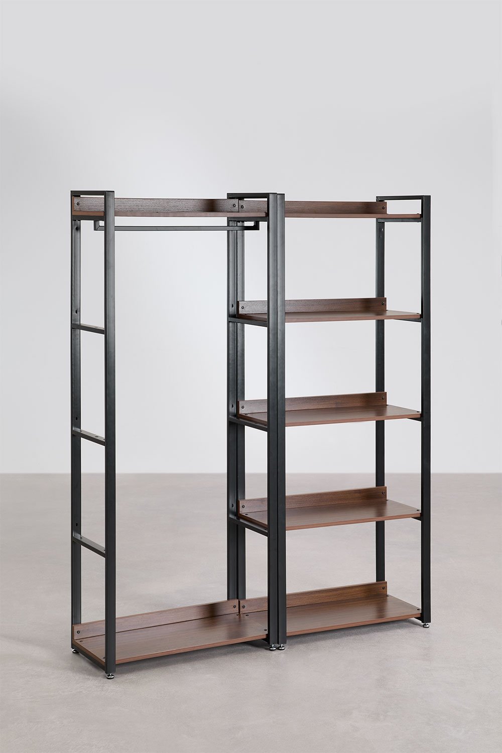 2-piece open modular wardrobe with steel clothes rail and MDF shelf ...