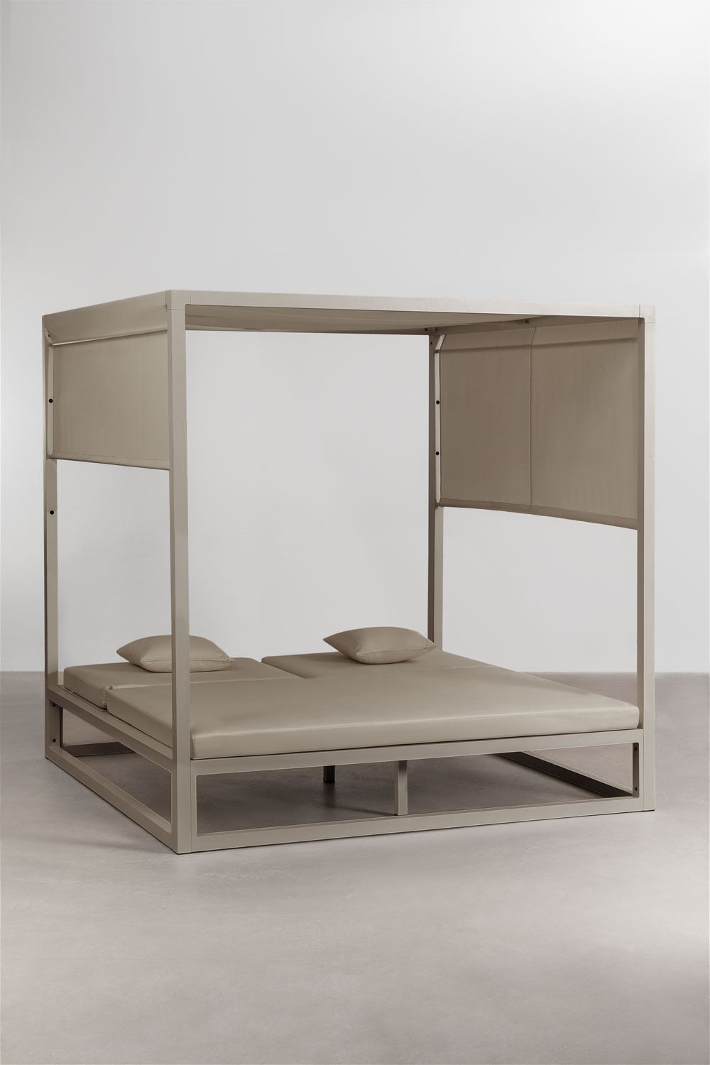 Reclining Balinese bed in aluminum and Nasau fabric - SKLUM